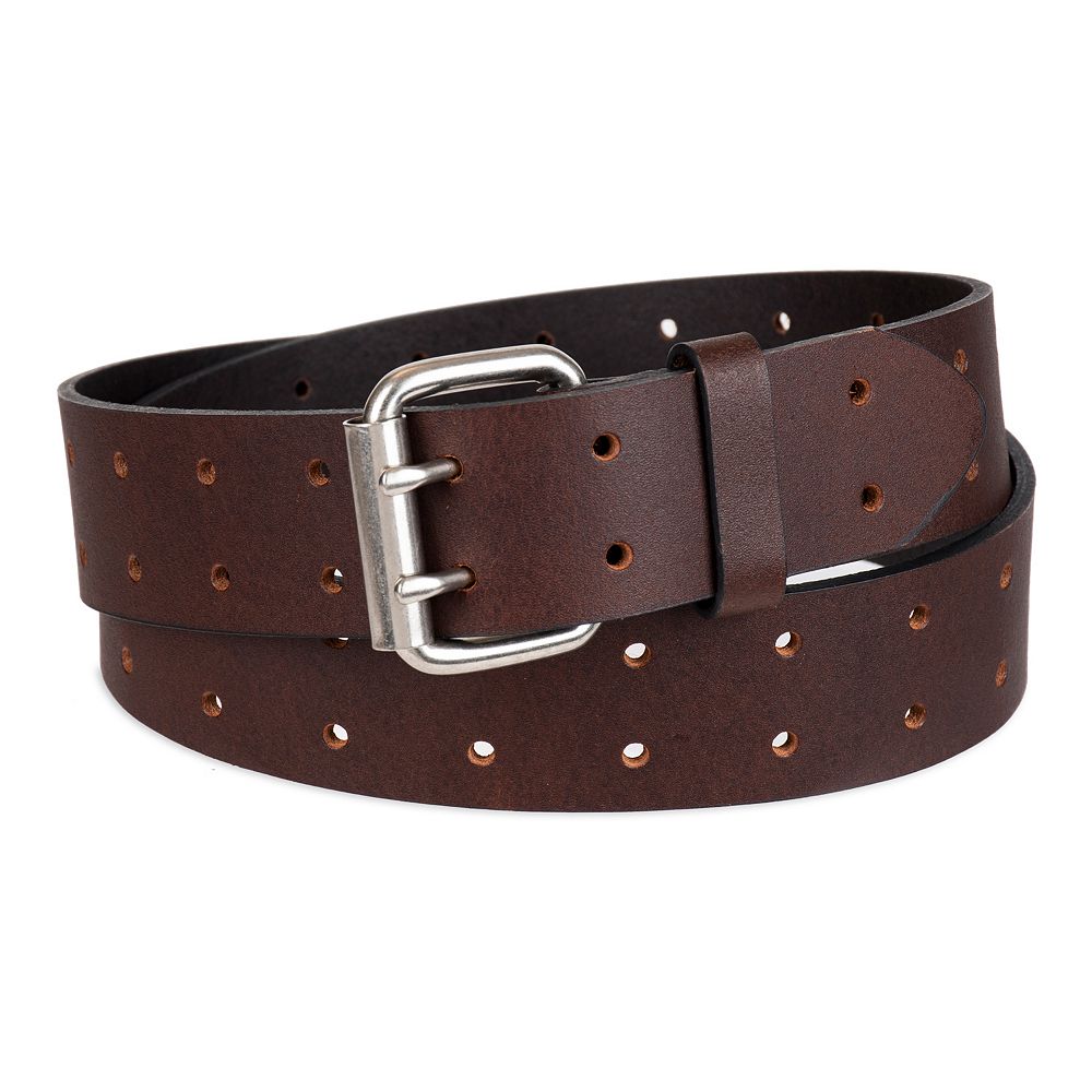 Men's Dickies Perforated Double Prong Buckle Leather Belt