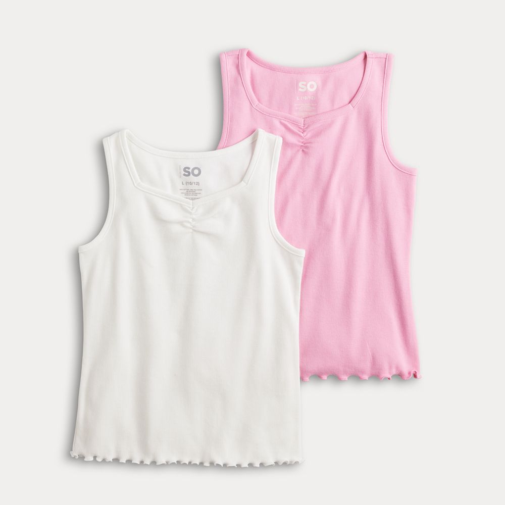 Girls 6-20 SO® 2-Pack Essential Cinch Tank Top in Regular & Plus Size