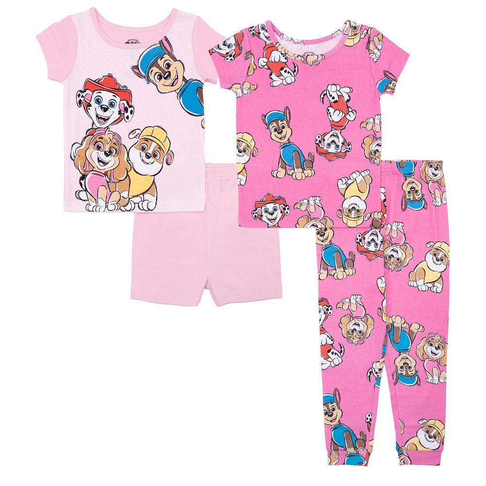 Toddler Girl Paw Patrol 4-Piece "Pawfect" Pajama T-Shirts, Pajama ...