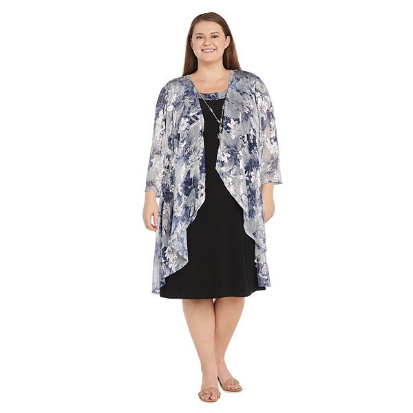 Plus Size R&M Richards 3-pc. Duster & Tank Dress with Detachable Necklace