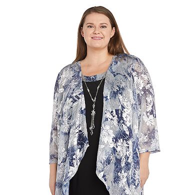 Plus Size R&M Richards 3-pc. Duster & Tank Dress with Detachable Necklace