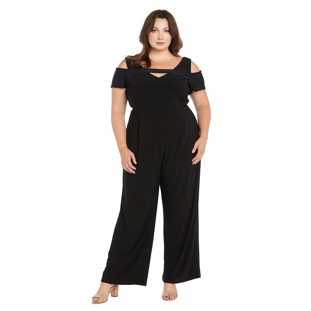 Plus Size R&M Richards Rhinestone Peek-A-Boo Jumpsuit