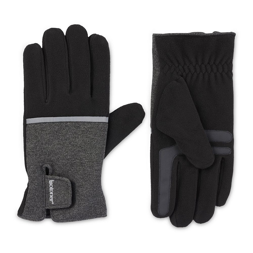 Men's isotoner Reflective Tech Stretch Fleece Water Repellent Gloves ...