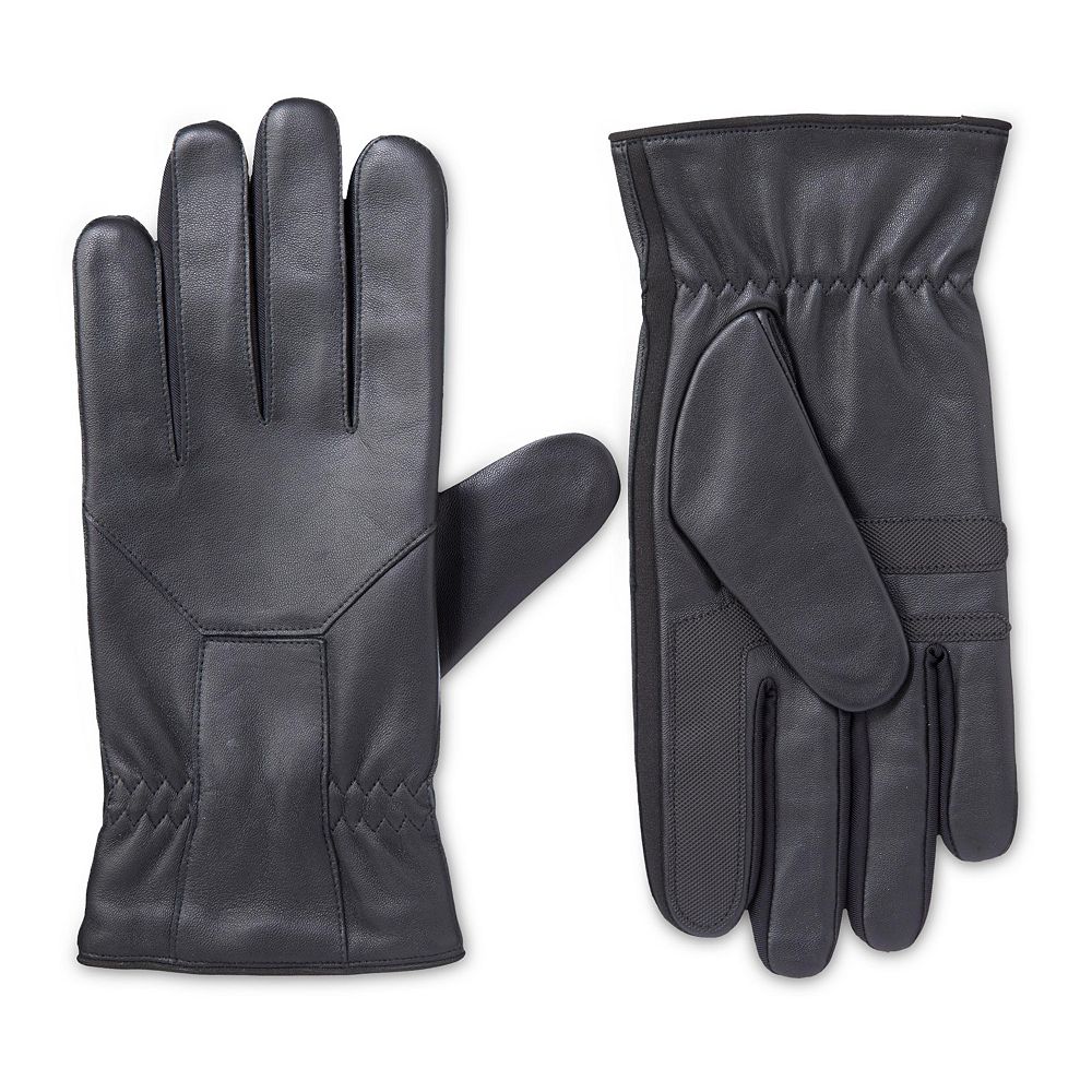 Men's isotoner Water Repellent Leather Touchscreen Stretch Gloves