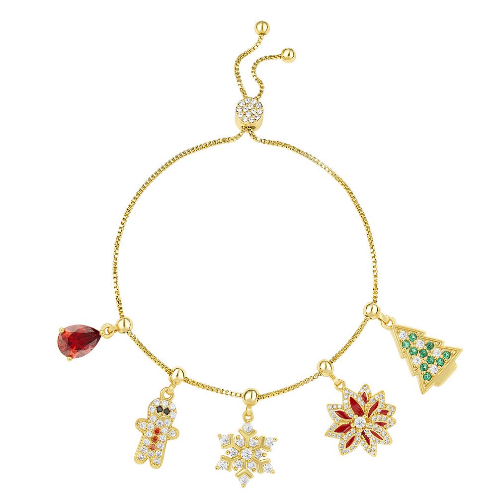 Brilliance Fine Silver Plated Garnet and Cubic Zirconia Christmas ...