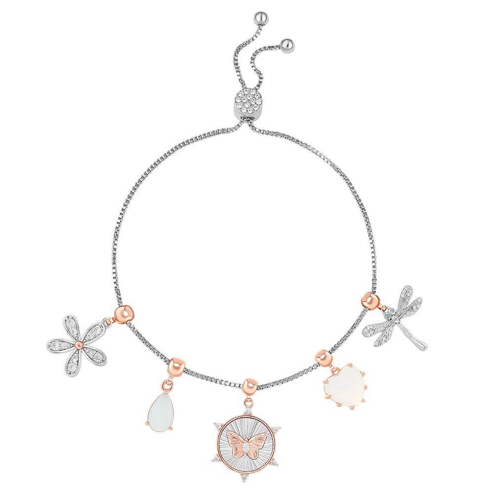 Brilliance Fine Silver Plated and 18k Rose Gold Flash Plated Cubic ...