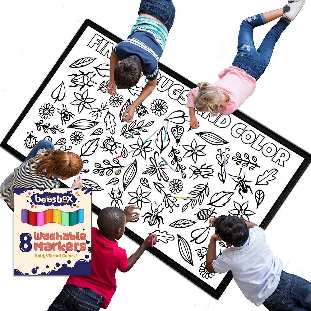 Insects Educational Toys Coloring Learning Mat Washable Rug Markers Set ...