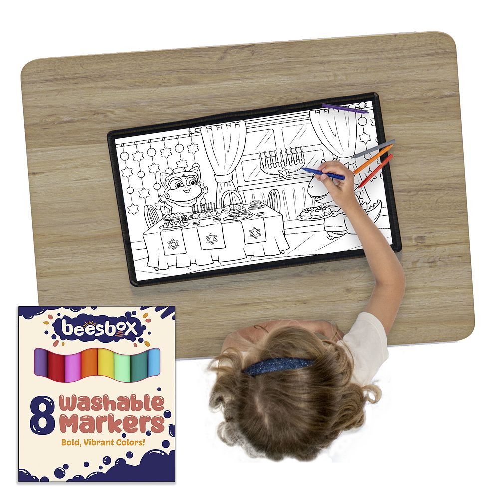 Hanukkah Kids Washable Coloring Rug Coloring Poster Book Pages Placemat ...