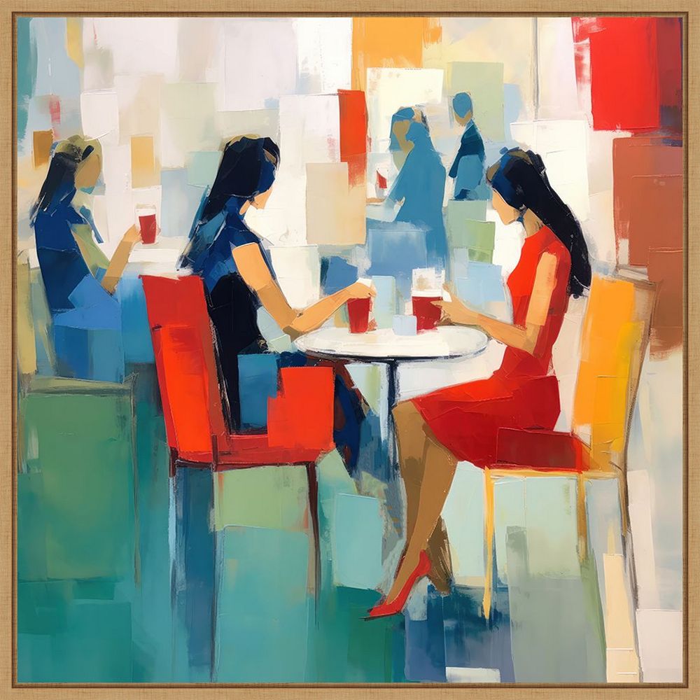 Amanti Art Coffee Break for Two Framed Canvas Wall Art