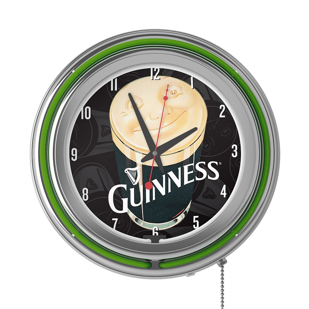 Guinness Smiling Pint Retro Neon Wall Clock