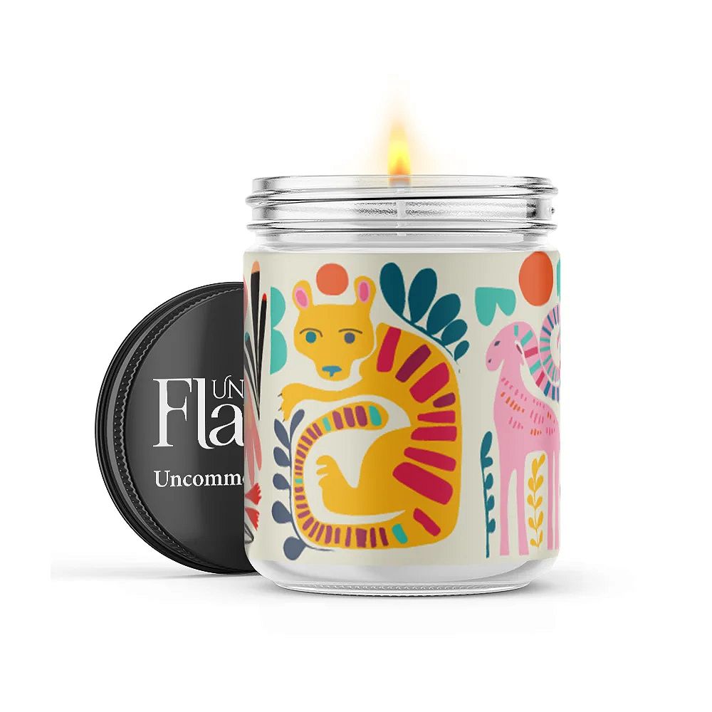 Abstract Zoo Animals - 22-oz Candle Jar - Mahogany Teakwood