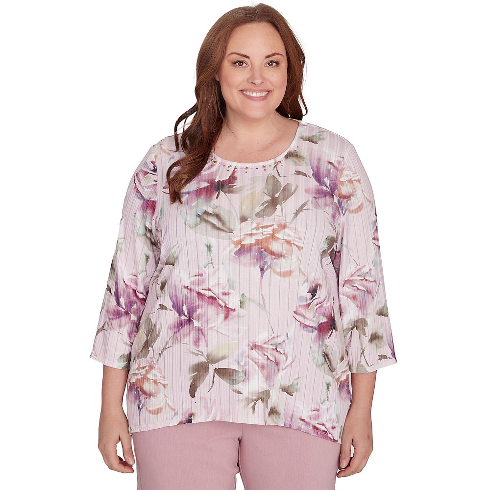 Plus Size Alfred Dunner Romantic Florals Textured Top
