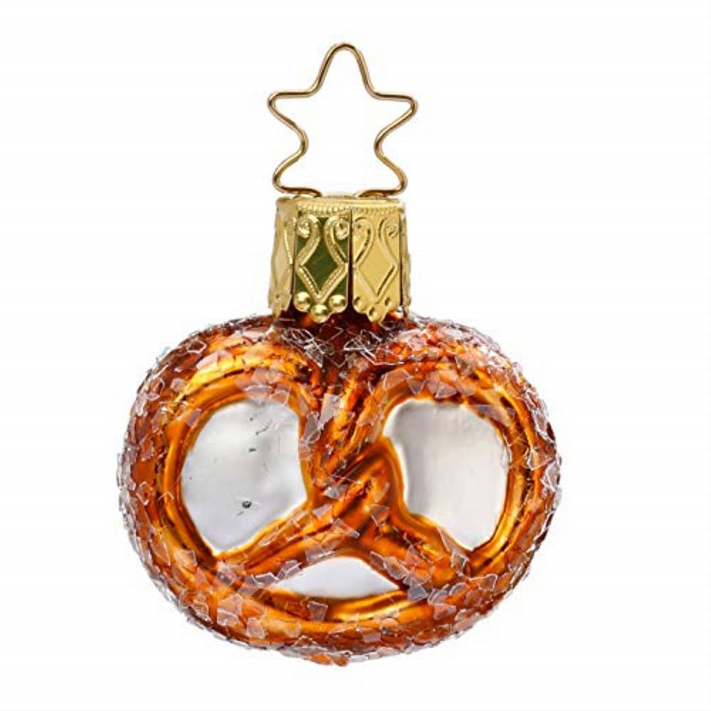 Inge Glas Mini Pretzel German Glass Christmas Tree Ornament Free Box