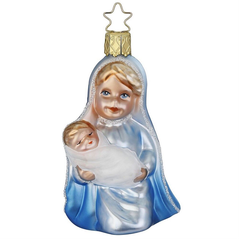 Inge Glas Mary And Baby Jesus German Glass Christmas Ornament Free Box ...
