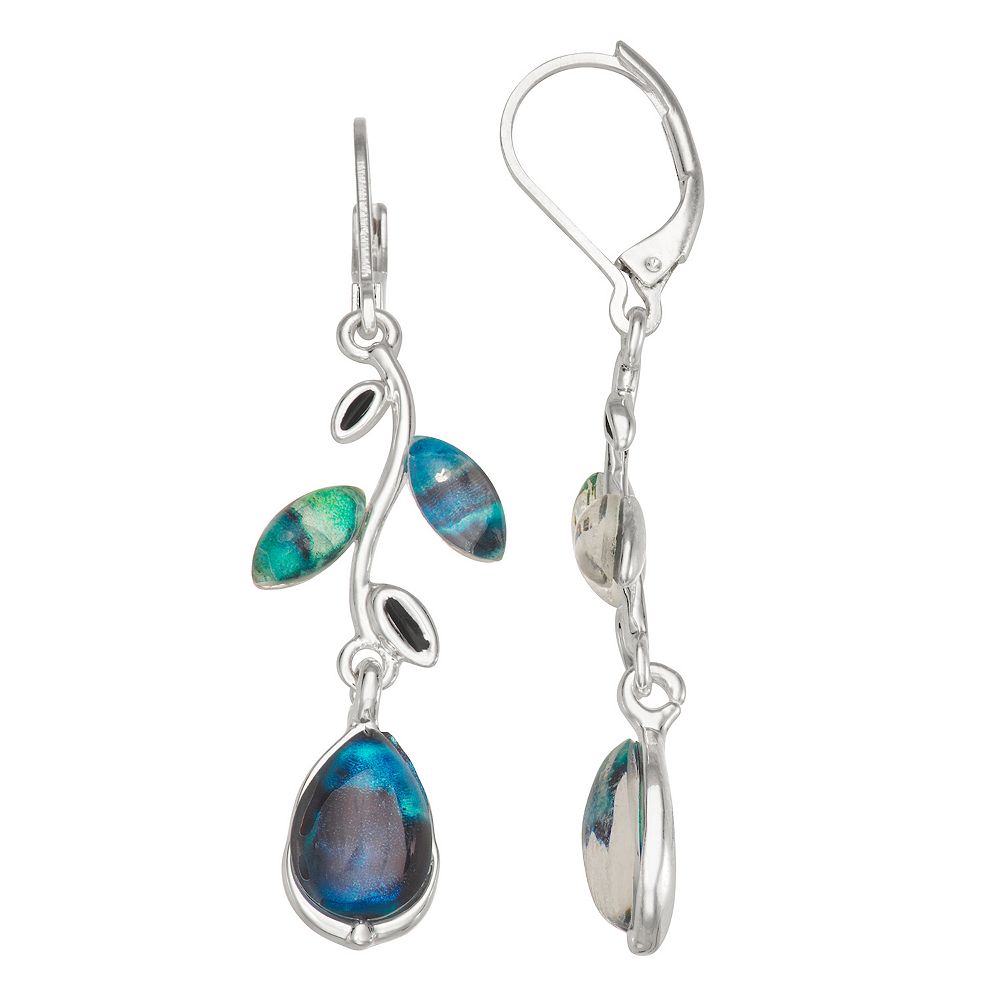 Napier Silver Tone Color Bulbs Linear Leverback Drop Earrings