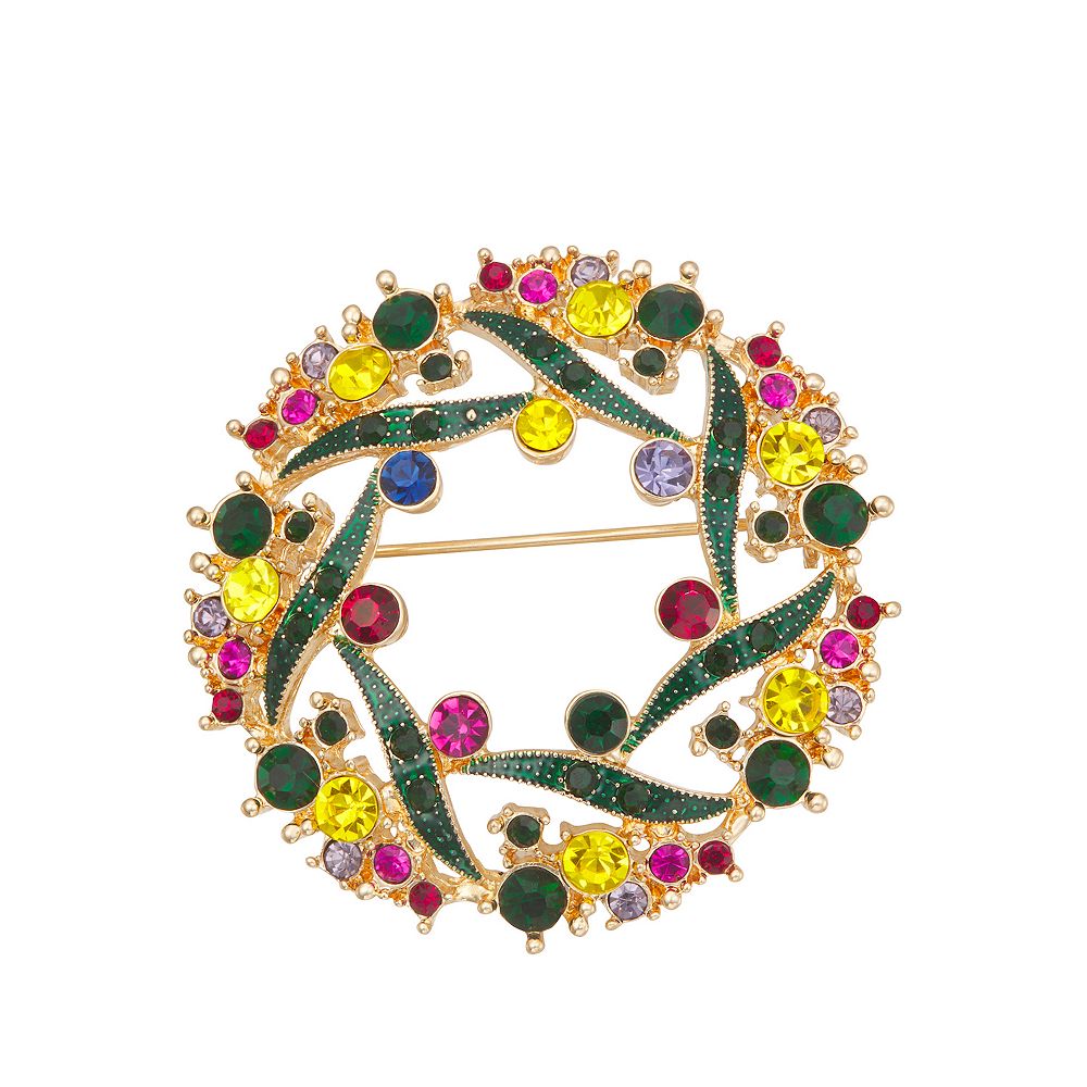 Napier Gold Tone Holiday Wreath Pin