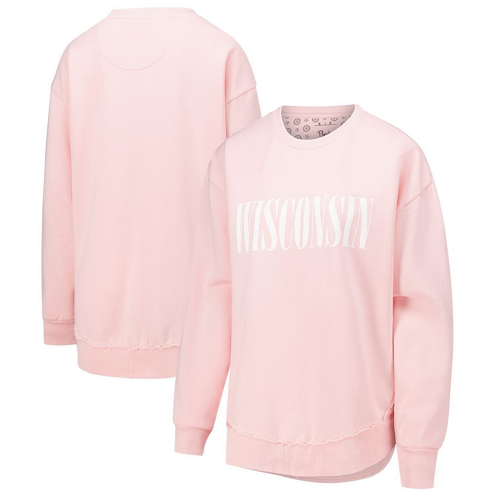 Women's Pressbox Light Pink Wisconsin Badgers Poncho Fleece Pullover ...