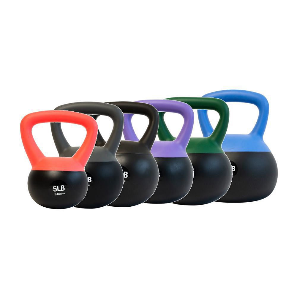 Bintiva Sea And Iron Sand Filled Kettlebells - 6pc Set Of 5lb, 10lb ...