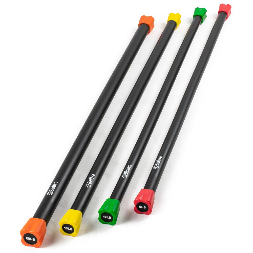 Bintiva Body Bar - Weighted Workout Bar - 3pc Set -10lb, 15lb, 20lb bars