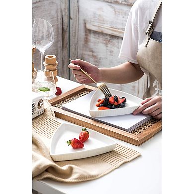 Matte Glazed Triangle Shaped Ceramic Plates For Appetizer, Salad, Pasta ...