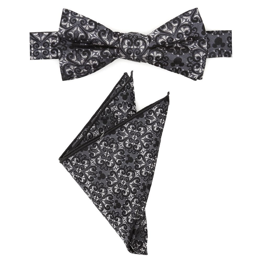 Mickey Mouse Damask Pocket Square And Bow Tie Gift Set