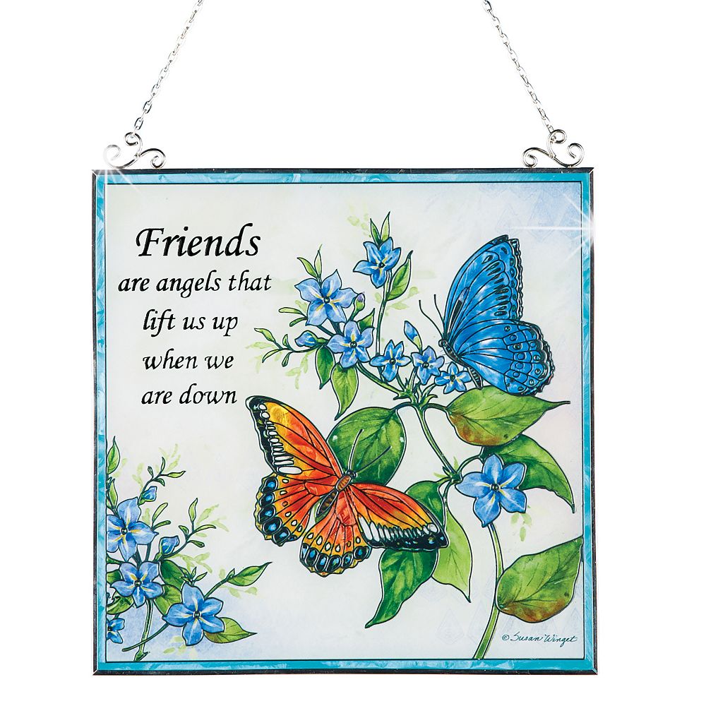 Collections Etc Friends Are Angels Colorful Butterfly Hanging Suncatcher