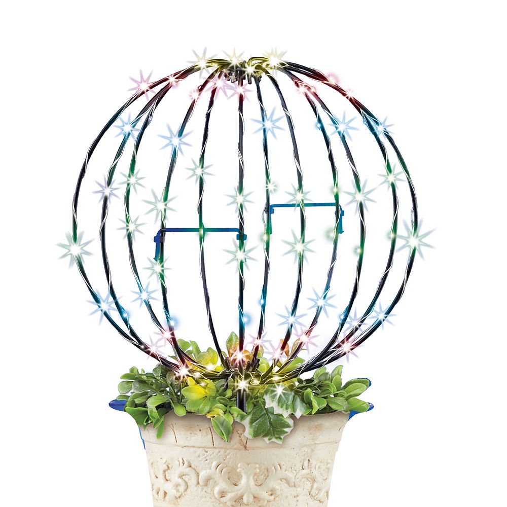 Collections Etc Solar Lighted Multicolor Metal Sphere Outdoor Holiday ...