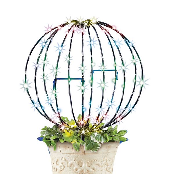 Collections Etc Solar Lighted Multicolor Metal Sphere Outdoor Holiday ...