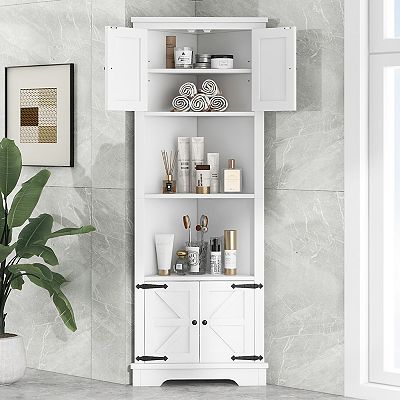 Grey bathroom corner cabinet store