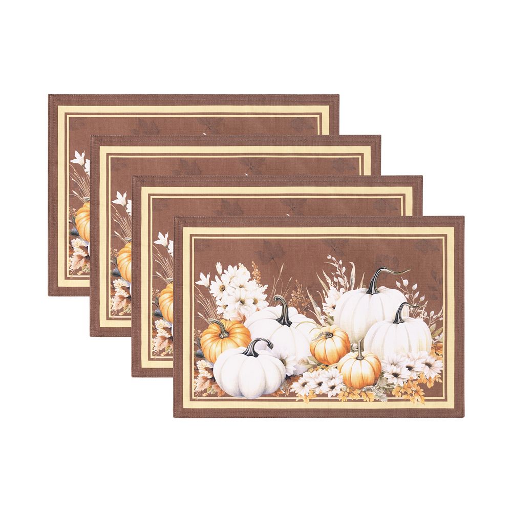 Elrene Home Fashions Wheatland Harvest Fall Placemats, 13"x19", Set Of 4