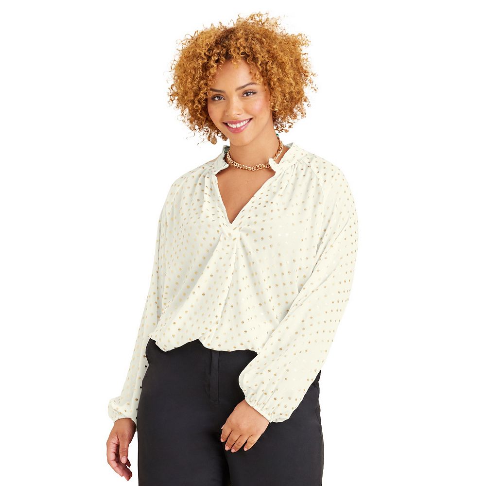 Catherines Women's Plus Size Liz&Me Clip Dot Blouse