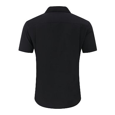 Men's Muscle Shirts Short Sleeve Button Up Shirt Slim Fit Dress Shirts
