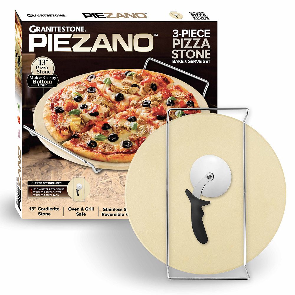 Granitestone Piezano 3-Piece Pizza Stone Bake & Serve Set