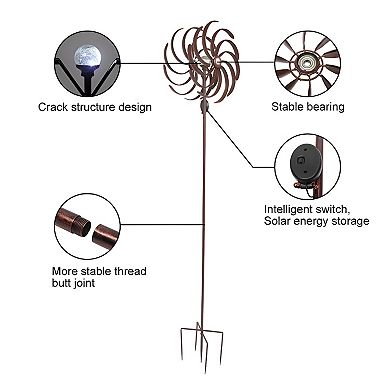 LED Light Wrought Iron Windmill - Whirlwind Design for Stylish Garden ...