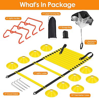 Speed Agility Training Equipment Set Including Cones Parachute Stakes ...
