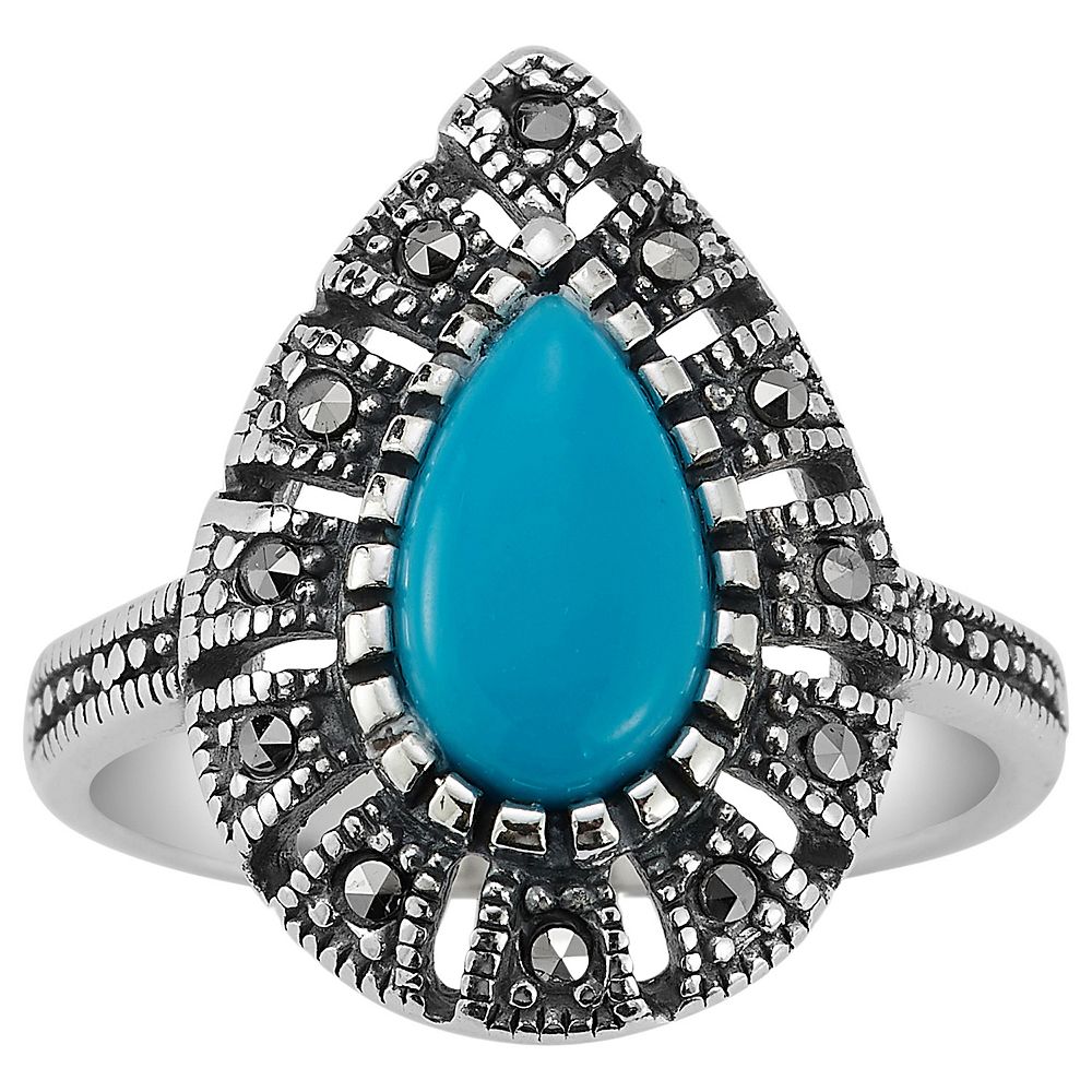 Sunkissed Sterling Sterling Silver Oxidized Pear Shaped Turquoise ...