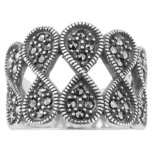 Sunkissed Sterling Cubic Zirconia Oxidized Hourglass Ring