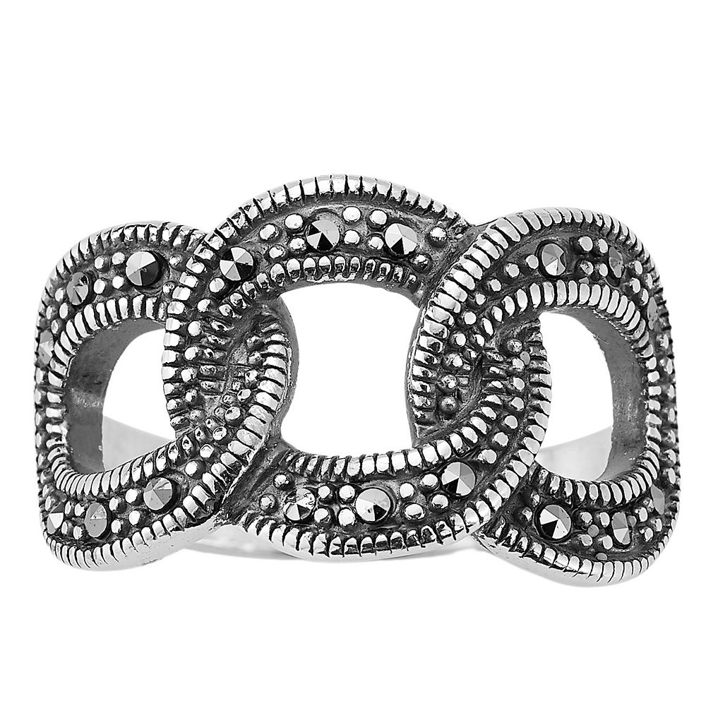 Sunkissed Sterling Cubic Zirconia Oxidized Bold Link Ring