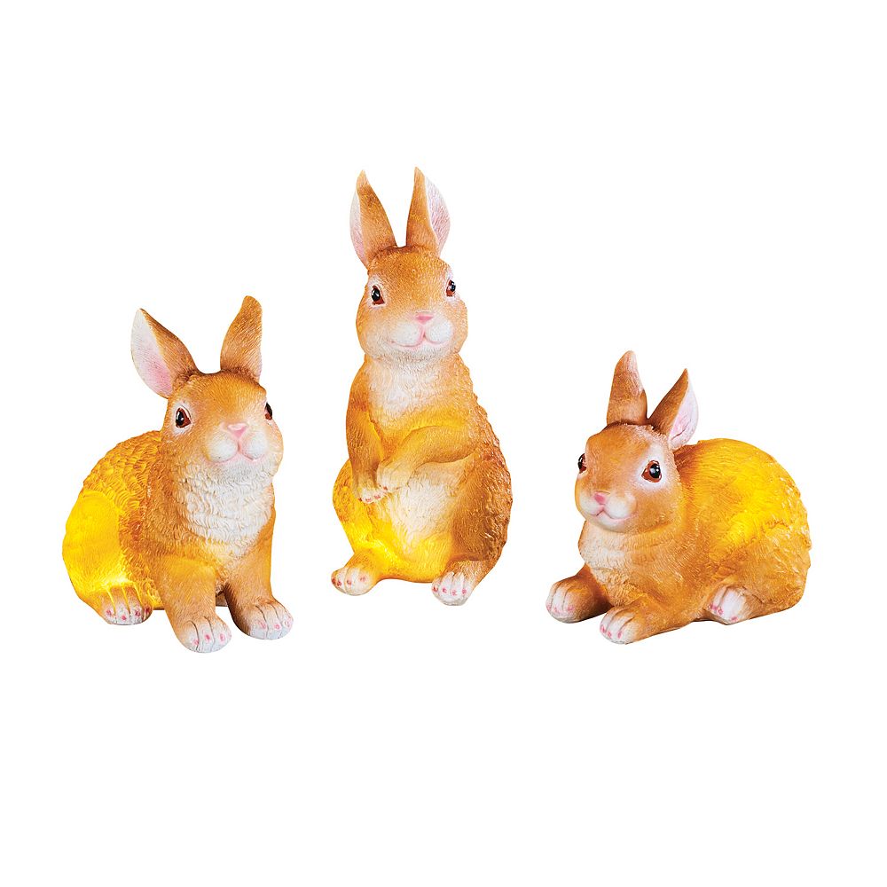 Collections Etc Hand-painted Decorative Solar Bunny Lights - Set Of 3