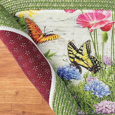 Collections Etc Butterfly Garden Braided Accent Rug by Dona Gelsinger Oval