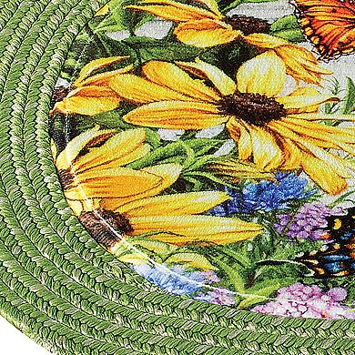 Collections Etc Butterfly Garden Braided Accent Rug by Dona Gelsinger Oval