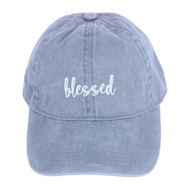 David & Young Women's Blessed Embroidered Denim Baseball Cap Hat
