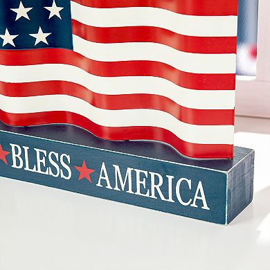 Glitzhome Metal/ Wooden Patriotic American Flag Table Signs Decor