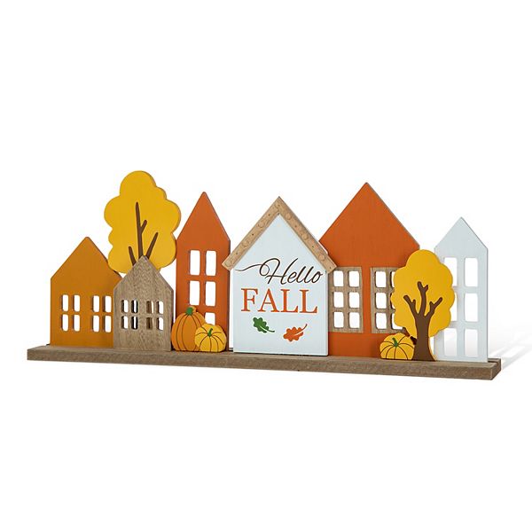Glitzhome 20"L Wooden House Table Decor, Charming Village Table ...