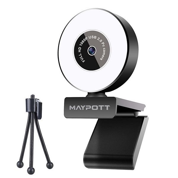 Hd 1080p Webcam With Microphone Ring Light And Tripod For Desktop,laptop