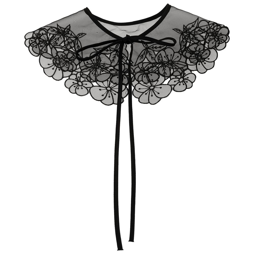 Detachable Fake Collar Semi-sheer Embroidery Mini Cape Choker Neck Ruff ...