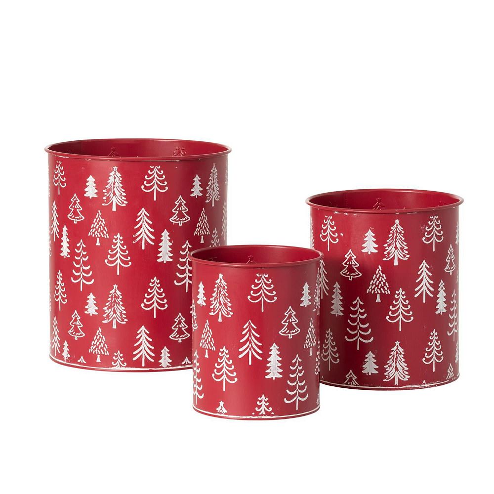 Sullivan's 3-pc. Red Metal Tree Motif Planter Set