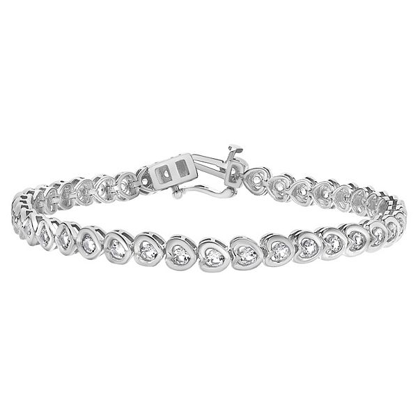 Gemstone Brilliance Lab-Created White Sapphire Heart Tennis Bracelet Gemstone Brilliance Lab-Created White Sapphire Heart Tennis Bracelet