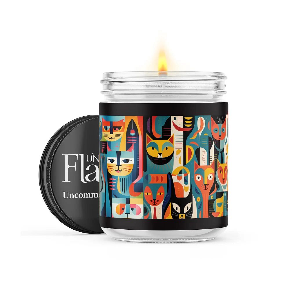 Abstract Cats - 22-oz Candle Jar - Eucalyptus
