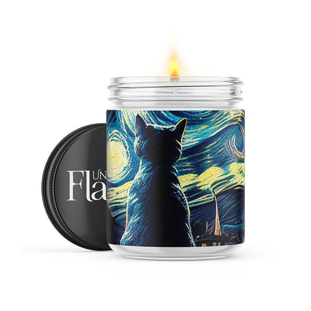 Starry Night Kitty - 22-oz Candle Jar - Eucalyptus